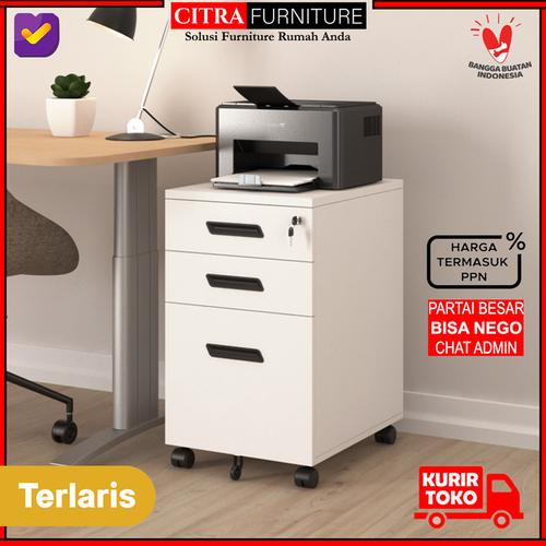 Promo SHUMO Pedestal Meja 3 Laci Drawer Besi | Cabinet Laci Meja roda ...