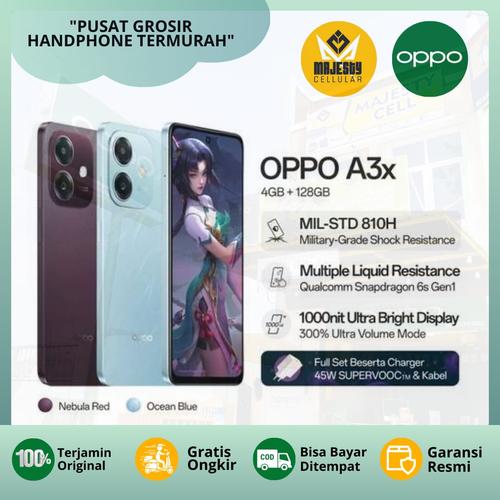 Promo OPPO A3X 4/64gb 4/128gb GARANSI RESMI - Merah, 4/64gb - Kota ...