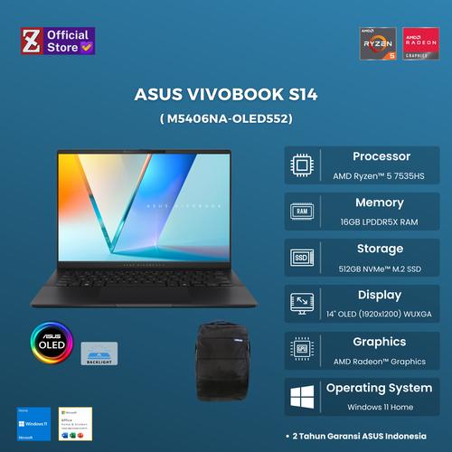 Promo Asus VivoBook S14 M5406NA-OLED552 AMD Ryzen 5-7535HS 16GB/512GB ...