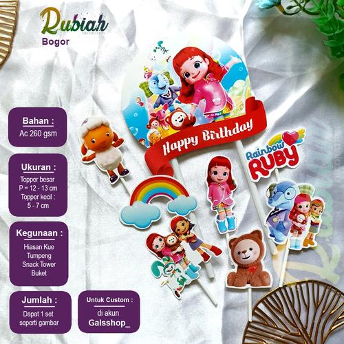 Jual Topper Cake Rainbow Ruby 1 set /Hiasan kue ulang tahun Happy ...