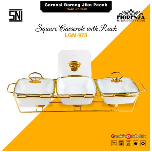 Jual Wadah Saji Penghangat Casserole Basi Set Motif Linning Gold Fiorenza LGM-978 - Jakarta ...