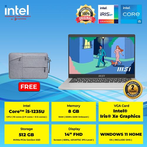 Jual MSI MODERN 14 C12MO 9S7-14J111-1283 SILVER CORE i5-1235U 8GB 512GB ...