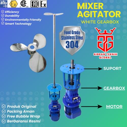 Jual Agitator Mixer Kimia SS304 1.1KW 1.5HP 3 Phase 2 Pole With Gearbox ...