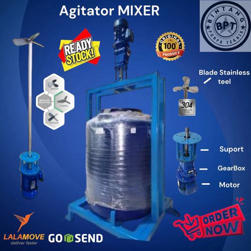 Jual Agitator mixer 1,5kw 2hp 3phase with Gear box 250rpm tengki 500ltr ...