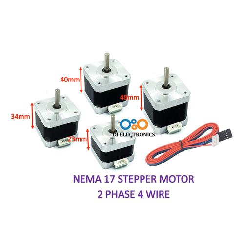 Jual Nema17 Stepper Motor 23mm 34mm 40mm 48mm 60mm 2 phase 4 wire 3D ...