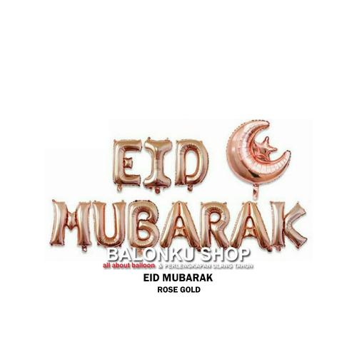 Jual Balon Foil Set Eid Mubarak Rose Gold / Balon Set Eid Mubarak ...