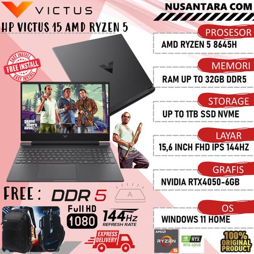 Jual Laptop Gaming HP Victus 15 AMD Ryzen 5 8645H Ram 32GB DDR5 1TB SSD 15.6'' FHD IPS 144HZ ...