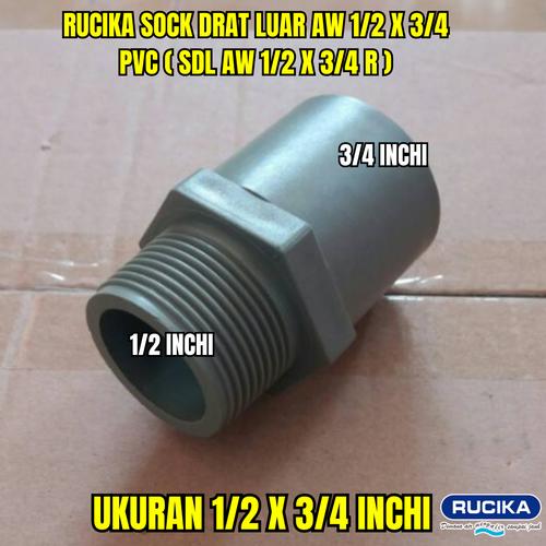 Jual Sambungan Pipa Socket SDL AW PVC Pipa DRAT LUAR AW Ukuran 1/2 x 3/ ...