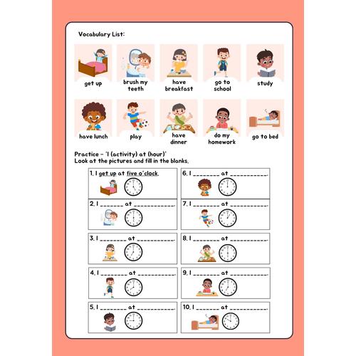 Jual Telling Time to the Hour & Daily Routines - Worksheet and Lesson ...