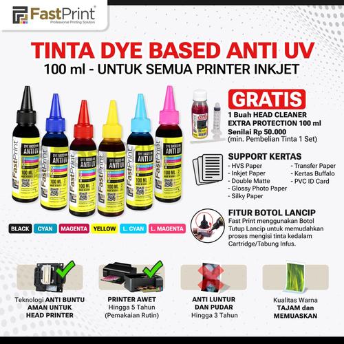 Jual Fast Print Tinta Refill Dye Based Anti UV Printer Epson 100ML ...