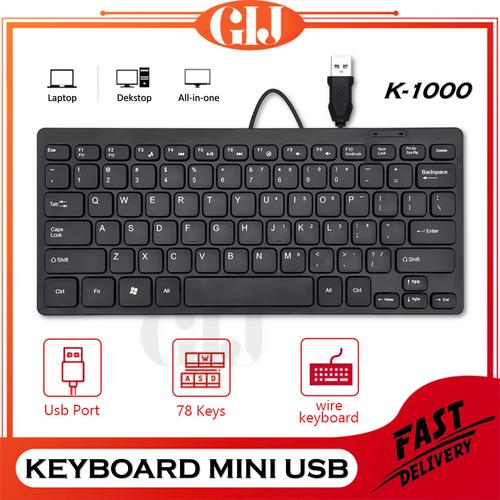 Promo K-1000 Keyboard Mini USB Wired Keyboard 78 Key for Komputer ...