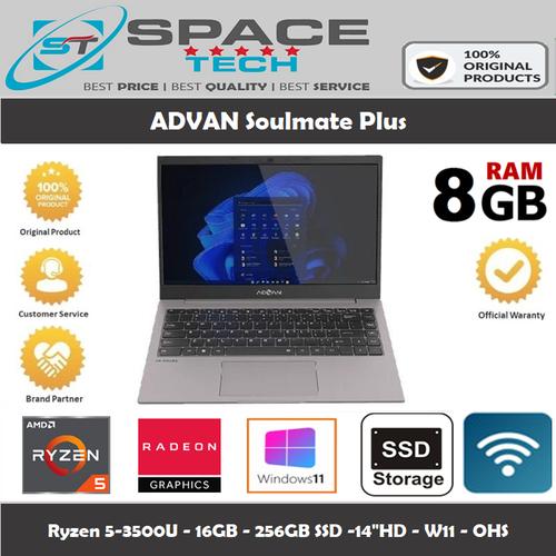 Promo ADVAN Soulmate PLUS Ryzen 5-3500U 8GB 256GB SSD 14" W11 - GREY ...