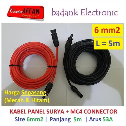 Jual IR Kabel Solar Panel Surya 6 mm2 L = 5 meter dengan Konektor MC4 ...