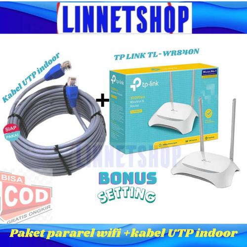 Jual PAKET PARAREL WIFI Tplink WR840N + 45M KABEL LAN indoor CAT5E -LN ...