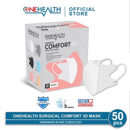 Jual Masker OneHealth Surgical Comfort 3D isi 50 - Black - Jakarta ...