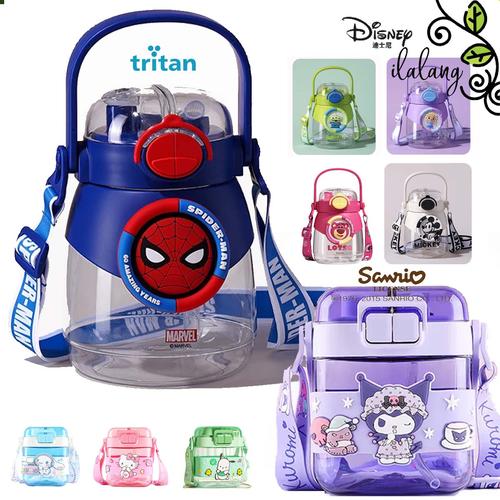 Jual Botol Minum Tritan anak bertali Disney 750ml Sedot Spiderman elsa ...