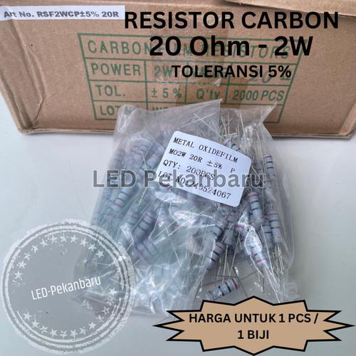 Jual RESISTOR 2W 20 OHM 20R 20ohm 2 WATT R CARBON / KAPUR / KARBON ...