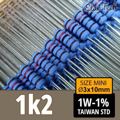 Jual Resistor 1W 1k2 Taiwan 1% Metal Oxide 1.2k 1.2 Kilo Ohm Mini Size ...