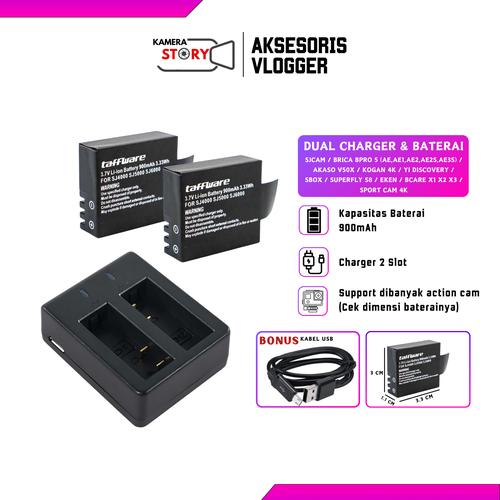 Jual Dual Charger & Battery Baterai Kogan 4k / Yi Discovery / SJcam ...