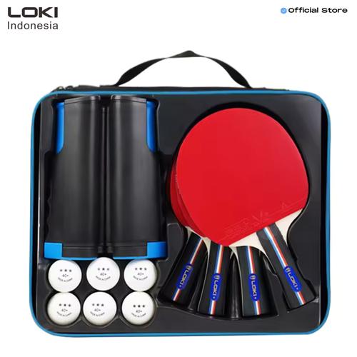 Jual LOKI SET 4R6B1N - 4 racket 6 ball 1 nett Pingpong bat - Jakarta ...