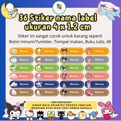 Jual (SANRIO) 36 STICKER NAMA LABEL WATERPROOF CUSTOM, BUKU, PENSIL ...