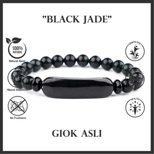 Promo Gelang Batu Giok Hitam Black Jade Aceh Natural Serpentine Asli ...