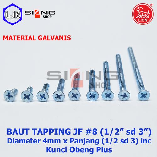 Jual Baut Tapping JF #8 Sekrup Tapping Galvanis LION - 1/2 inc - Kota ...
