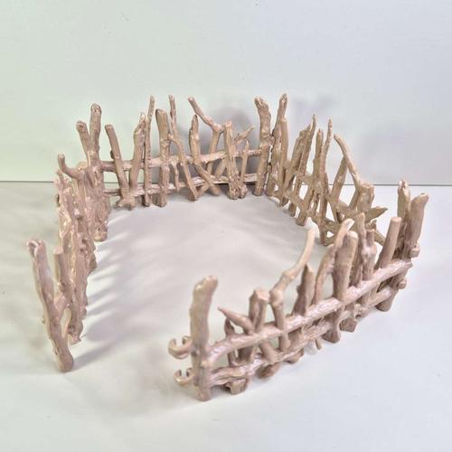 Jual Miniatur pagar batang kayu tebal fence kandang hewan diorama toys ...