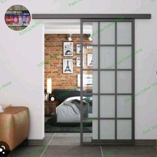 Jual Daun Pintu Sliding Panel Kaca Kayu Ukuran Custom - Custom 200x90 ...