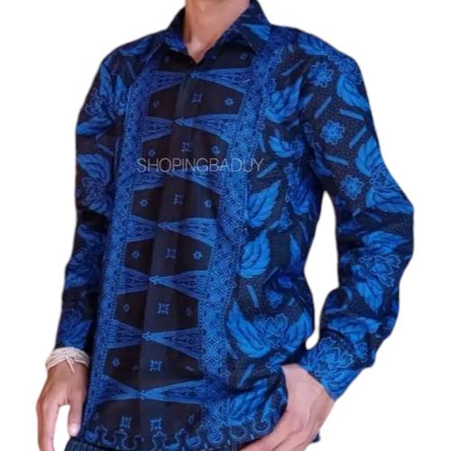 Jual kemeja batik khas baduy banten batik tapak kebo - batik biru 1, XL ...
