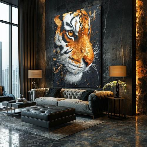 Jual lukisan dinding harimau 100x150 plus bingkai - 80x12no frame - Kab ...