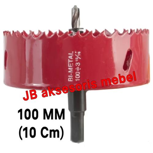Jual HOLESAW MERAH 100 mm / HOLE SAW DRILL MATA BOR LUBANG KAYU 10 cm ...