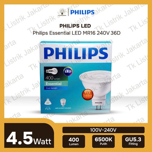 Promo Lampu Led Spot Philips Essential MR16 36D 4.5W - Cahaya Putih ...