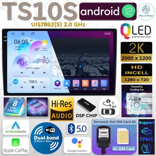Jual TS10 UIS7862 Android Head Unit QLED Real DSP Chip (Build-In ...