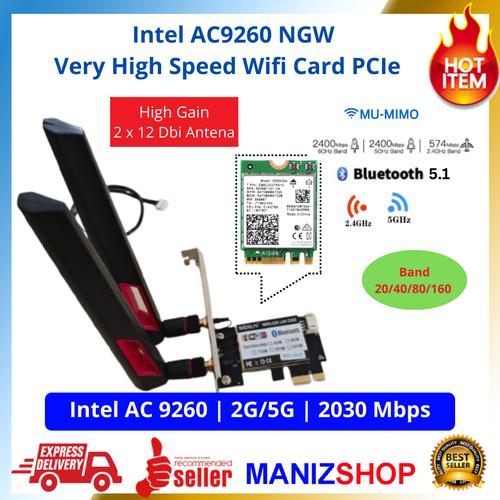 Jual High Speed Intel AC9260 NGW Wifi Card PCIe 1x Dual Band Bluetooth ...