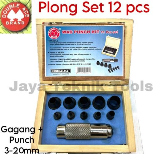 Jual Plong Wad Punch Kit 11 pcs 3 - 20 mm Set Double Ace Lubang Hollow ...