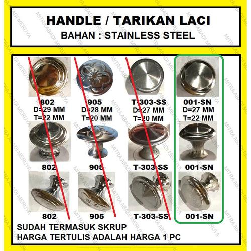 Jual Tarikan Handle Handel Knob Bulat Pentol Laci Lemari Kitchen 001-SN ...