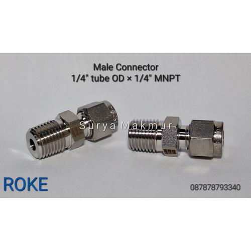 Jual ROKE Male Connector 1/4 inch tube OD x 1/4 inch Male NPT - Jakarta ...