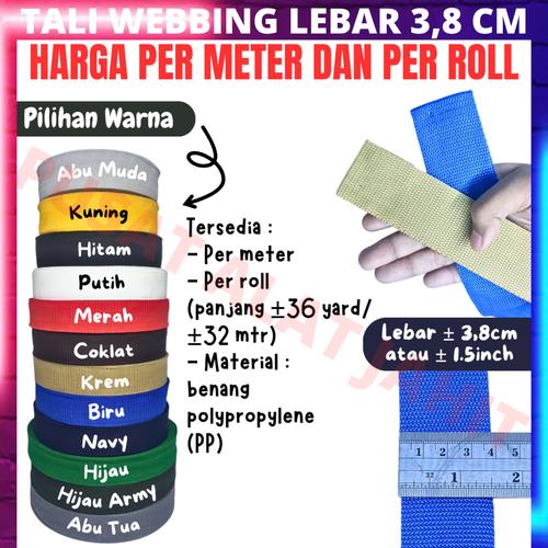 Jual Tali webbing/tas 4cm per Roll - Biru, 3,8 CM PER MTR - Kota Bogor ...