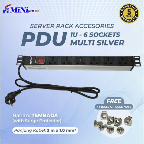 Jual POWER DISTRIBUTION UNIT RACK SERVER 6 PORT MULTI SOCKET/ 1U 6WAY PDU MULTI SILVER/ PDU 6 ...