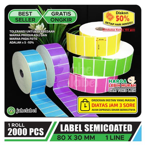 Jual LABREL BARCODE SEMICOATED 80X30 MM BARCODE LABEL HARGA SEMICOATED ...