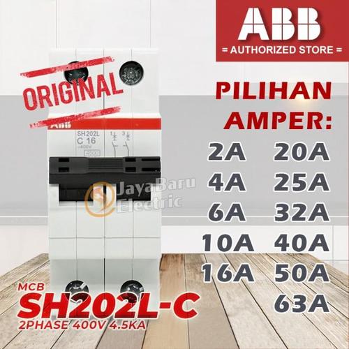 Jual Ready MCB ABB SH202 SH202L-C 2P 2A 4A 6A 10A 16A 20A 25A 32A 40A 50A 63A - 6A - Kota ...