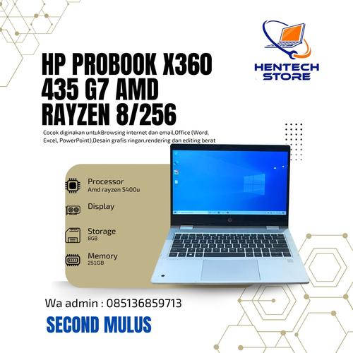 Jual Hp probook x360 435 G7 Amd ryzen 5 4500U with radeon graphics (6cpu) ~ 2.4ghz Ram:8gb Ssd ...