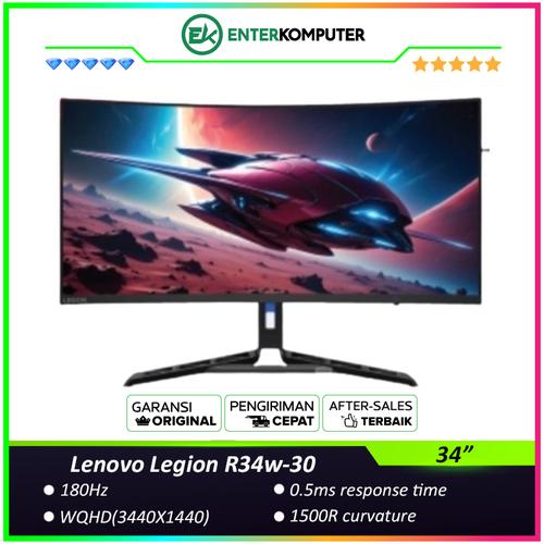 Promo Lenovo Legion R34w-30 34" WQHD 180Hz HDR10 Curved Gaming Monitor ...