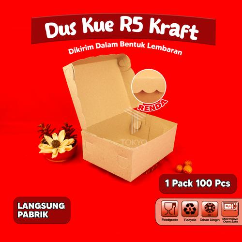 Promo Dus Kue R5 Kraft Renda Box Kue Roti Gorengan 275gsm (Per Pack ...