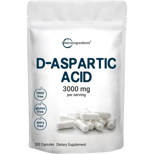 Jual D-Aspartic Acid DAA, 3000mg Original Microingredients 300 Capsules ...