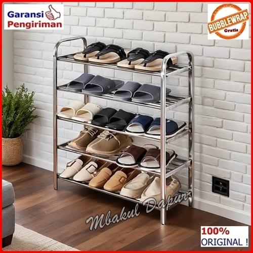 Jual Rak Sandal Rak Sepatu Susun Stainless 4 dan 5 Susun Full Stainless ...