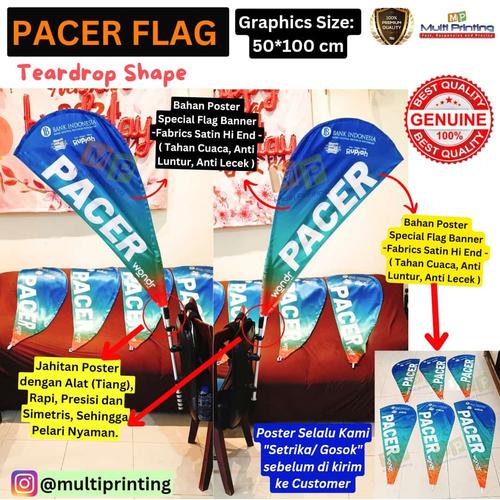 Promo Running Vest/Vest Pacer/PACER FLAG/Vest Lari/Rompi Lari/Vest Marathon - 1 sisi, Rectangle ...