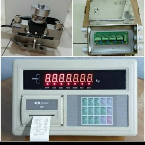 Jual paket jembatan timbang/load cell zemic HM9B cap + indicator sonic A9P/junction box 4 hole ...