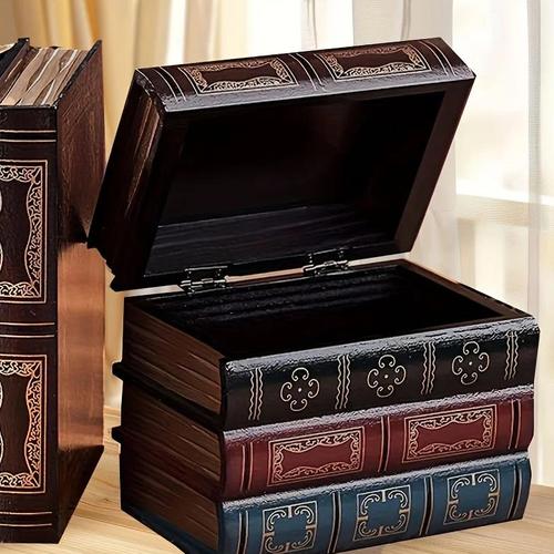 Jual 1Pc Vintage Style Wooden Storage Box With Lid, Stackable ...